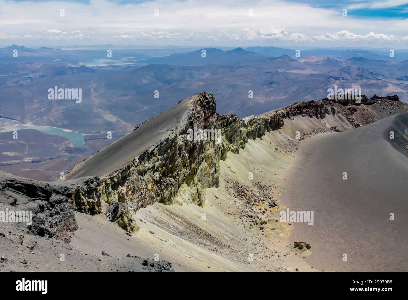El Misti volcano crater in Peru near the city of Arequipa in Atacama ...