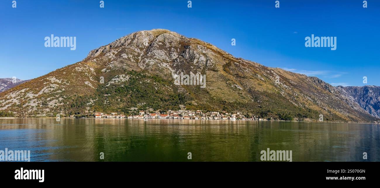 Scenic panoramic view of Perast old town in bay of Kotor Montenegro ...