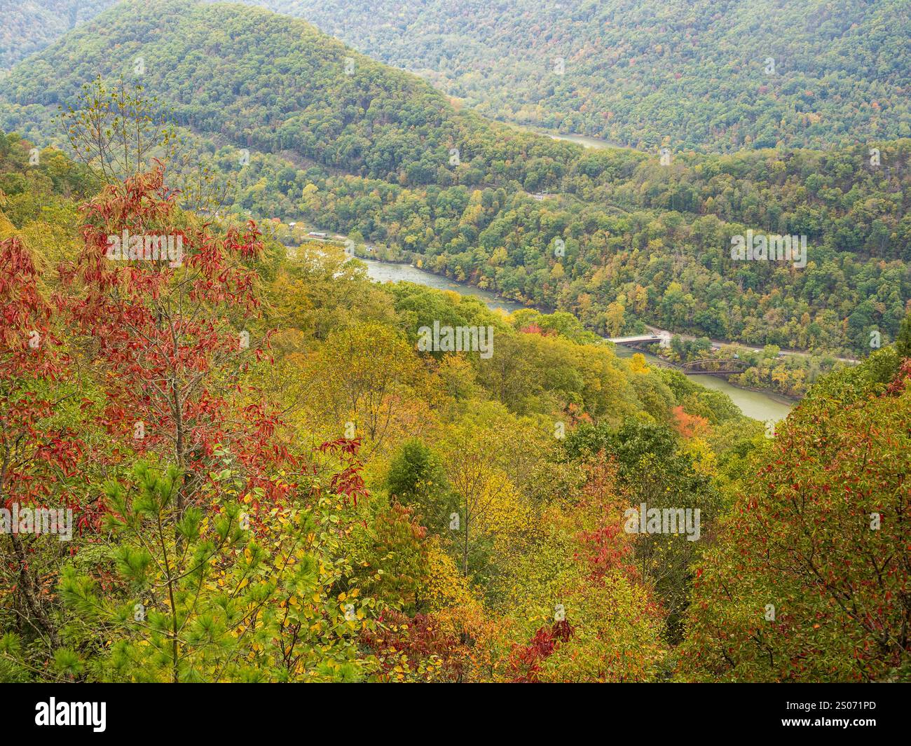 The mountains at New River Gorge National Park, covered in early fall ...