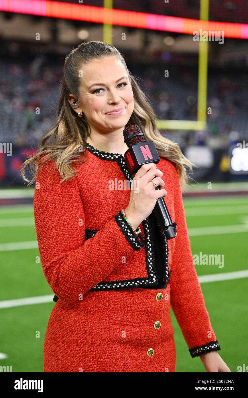Netflix reporter Jamie Erdahl is filmed on the sideline before the ...