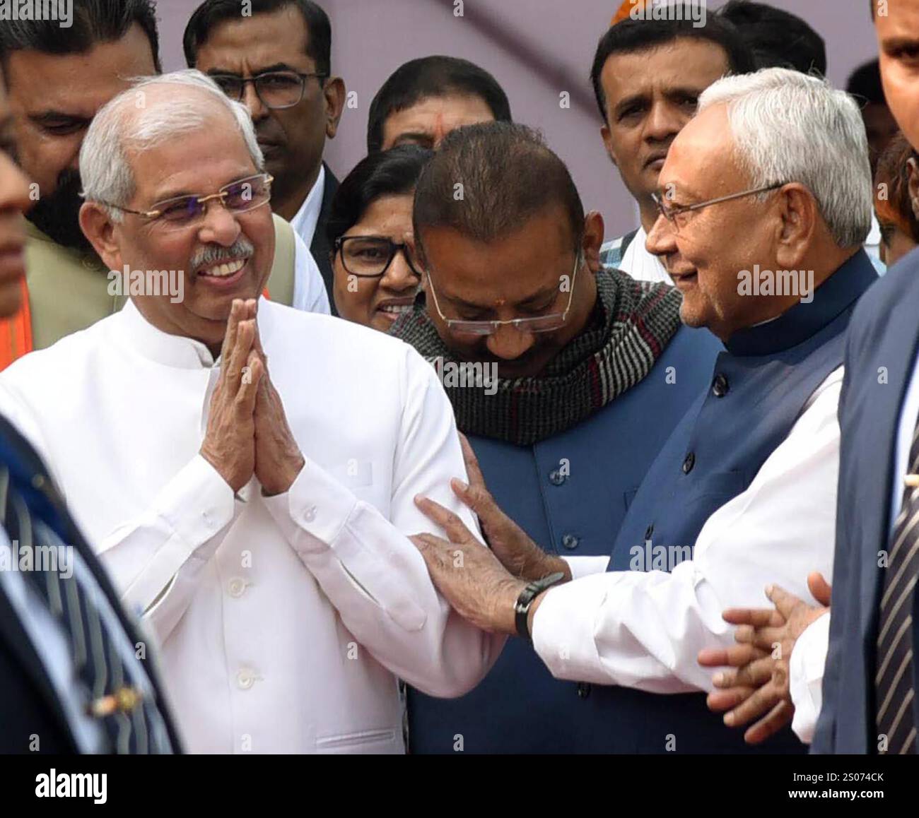 PATNA, INDIA - DECEMBER 25: Bihar Chief Minister Nitish Kumar with ...