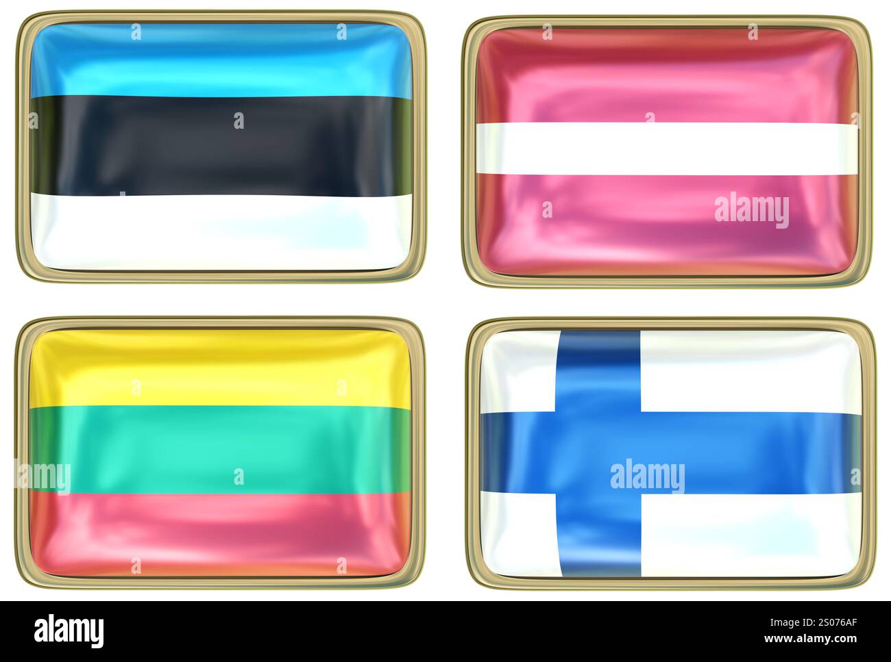 Set of Badges, baltic states flags, isolated background Stock Photo - Alamy