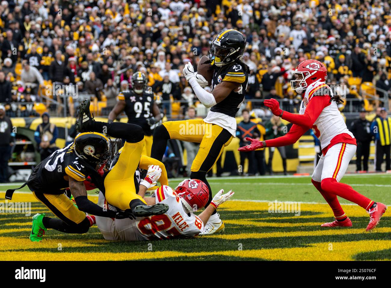 Pittsburgh Steelers cornerback Cory Trice Jr. (27) intercepts a two ...