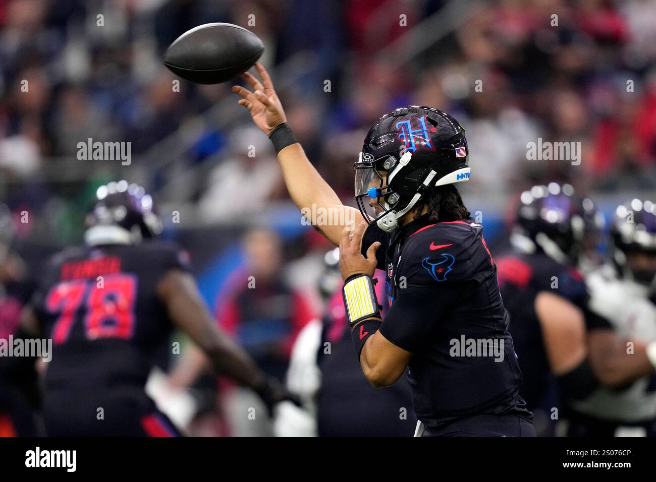 Houston Texans quarterback C.J. Stroud throws a pass during the first ...