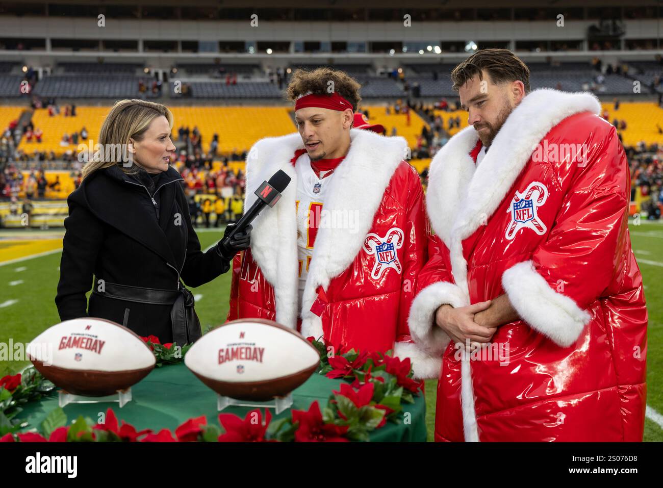 Netflix reporter Stacey Dales interviews Kansas City Chiefs quarterback ...