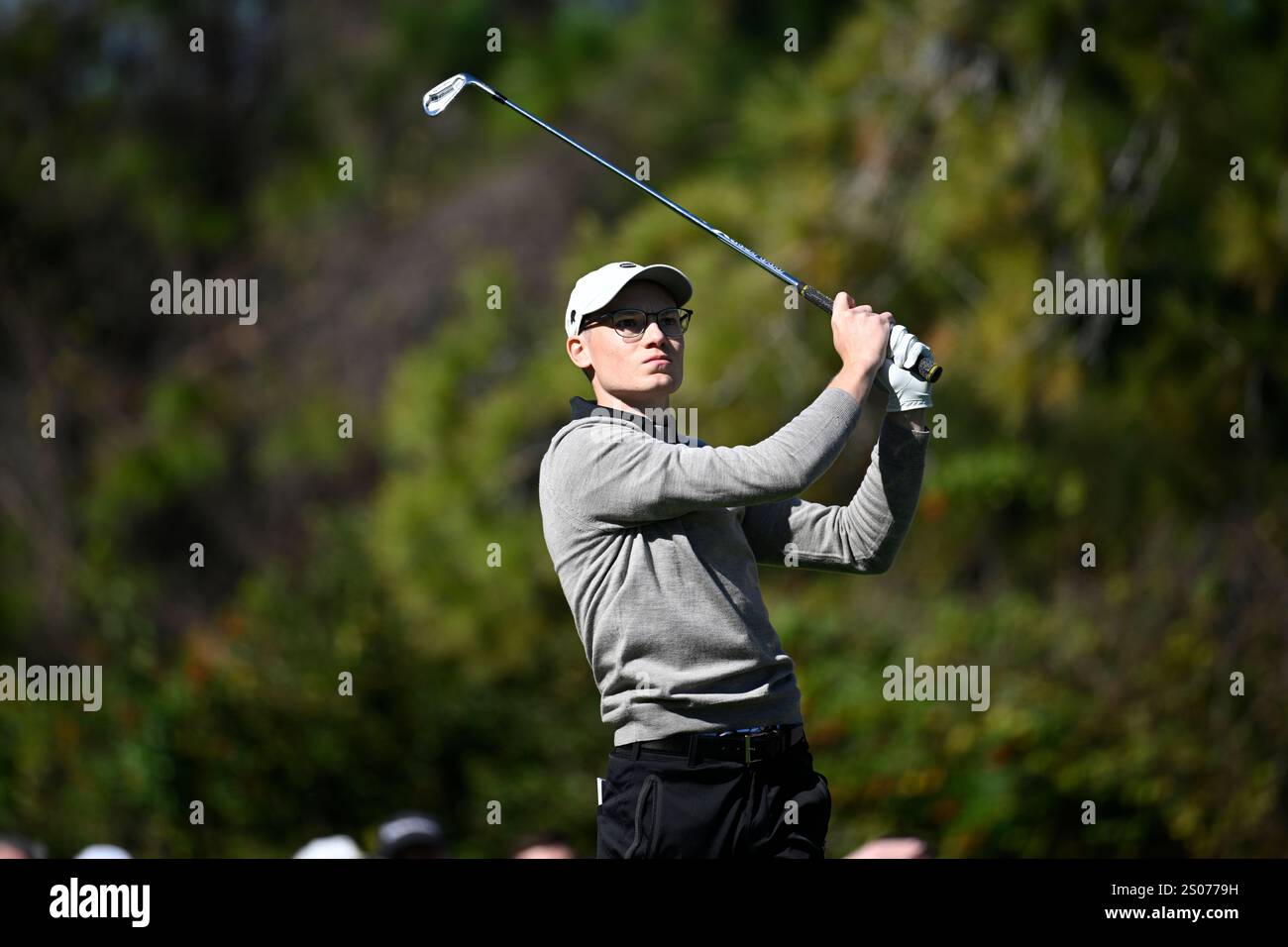 Jason Langer tees off on the fourth hole during the final round of the ...
