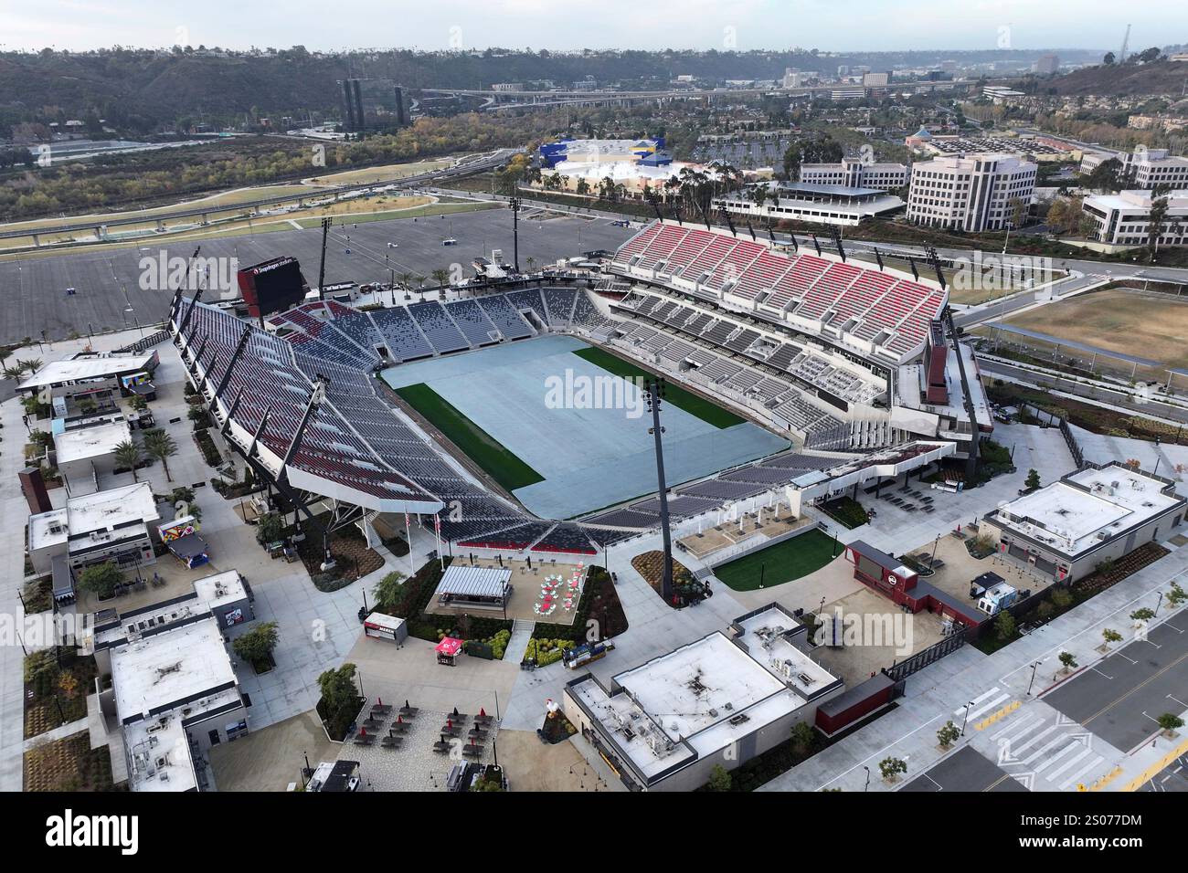 A general overall aerial view of Snapdragon Stadium, Saturday, Dec. 14 ...