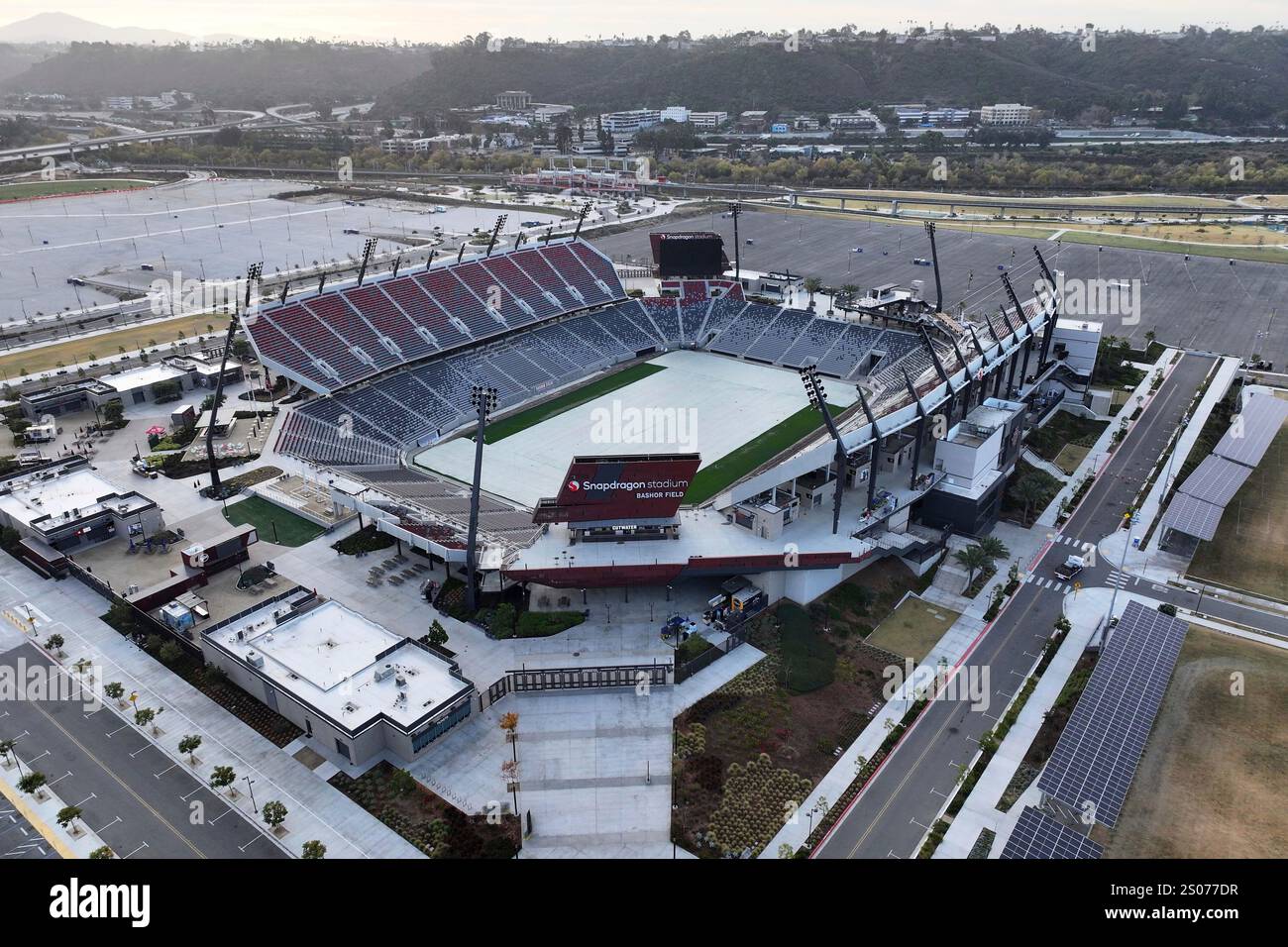 A general overall aerial view of Snapdragon Stadium, Saturday, Dec. 14 ...