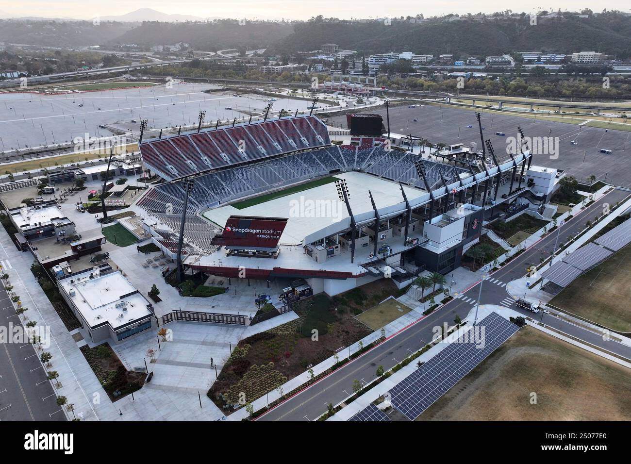 A general overall aerial view of Snapdragon Stadium, Saturday, Dec. 14 ...