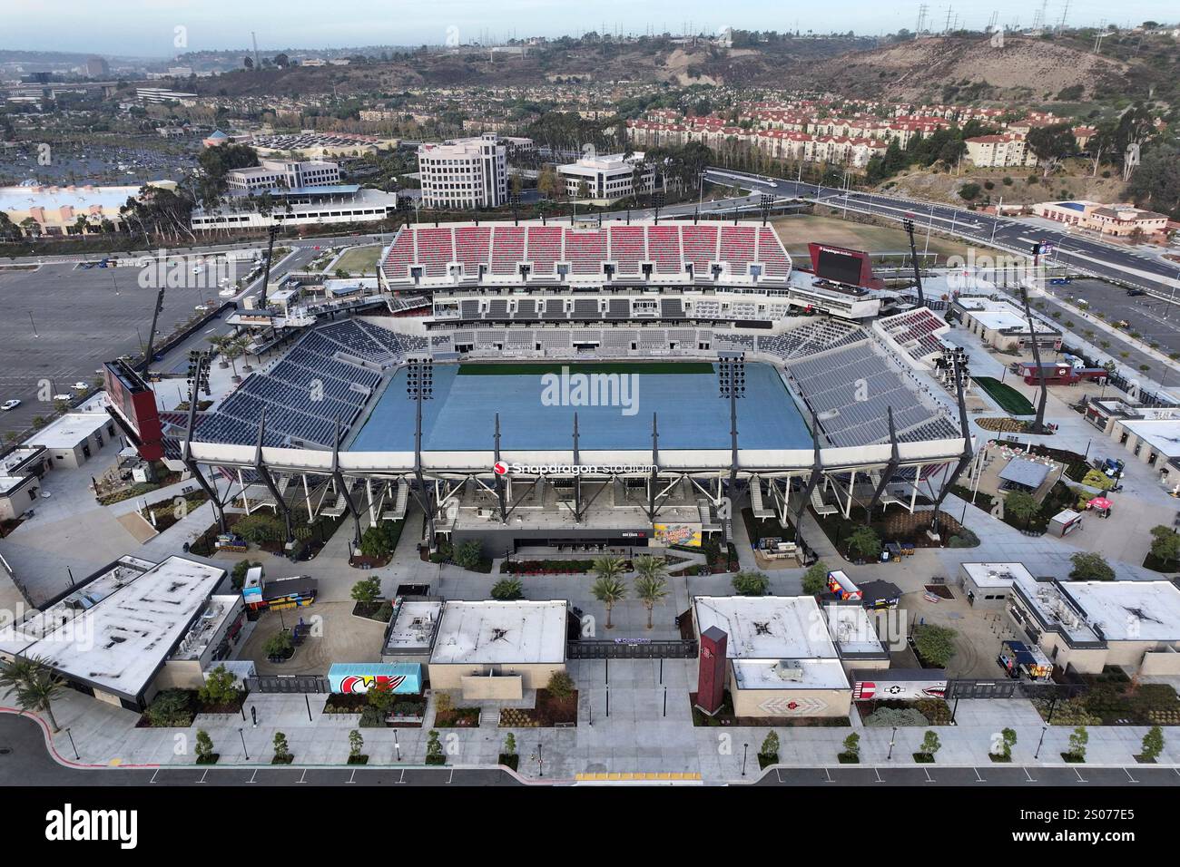 A general overall aerial view of Snapdragon Stadium, Saturday, Dec. 14 ...