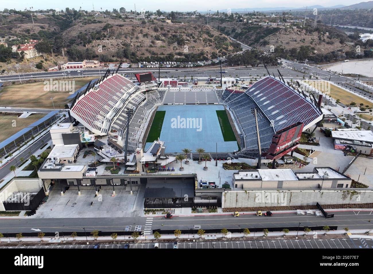 A general overall aerial view of Snapdragon Stadium, Saturday, Dec. 14 ...
