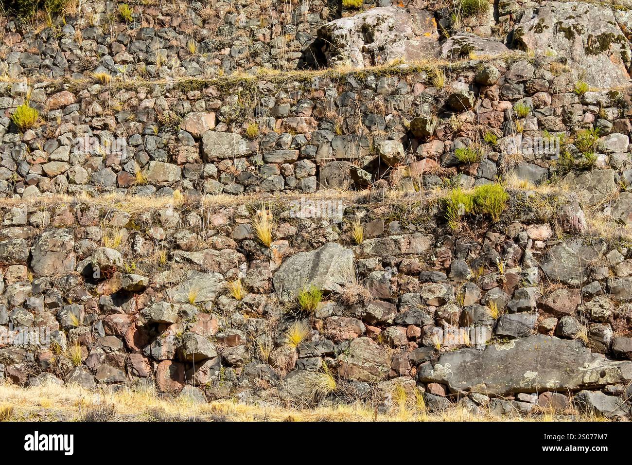 Peru ancient sacred ruins of fortress and terraces of Inca empire ...
