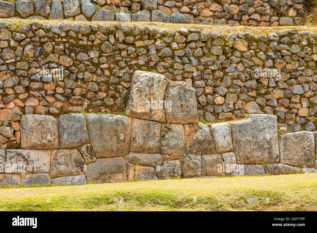 Peru ancient sacred ruins of fortress and terraces of Inca empire ...
