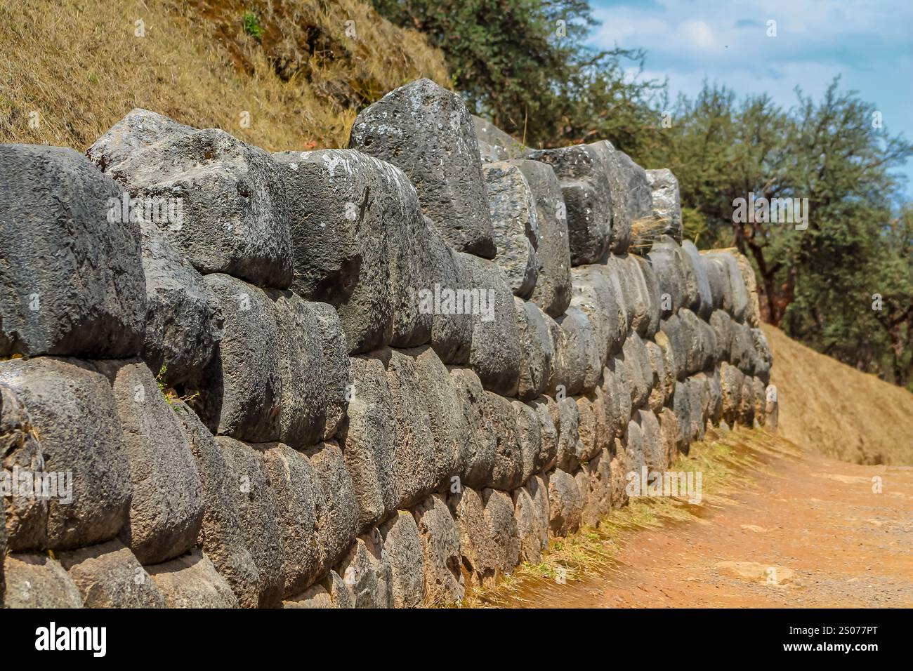 Peru ancient sacred ruins of fortress and terraces of Inca empire ...