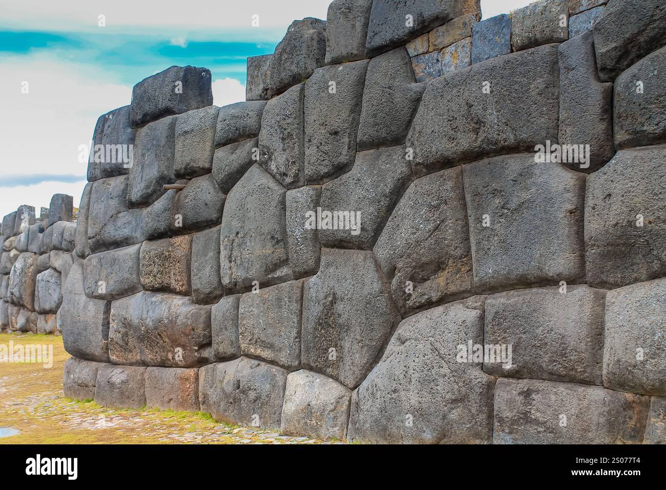 Peru ancient sacred ruins of fortress and terraces of Inca empire ...