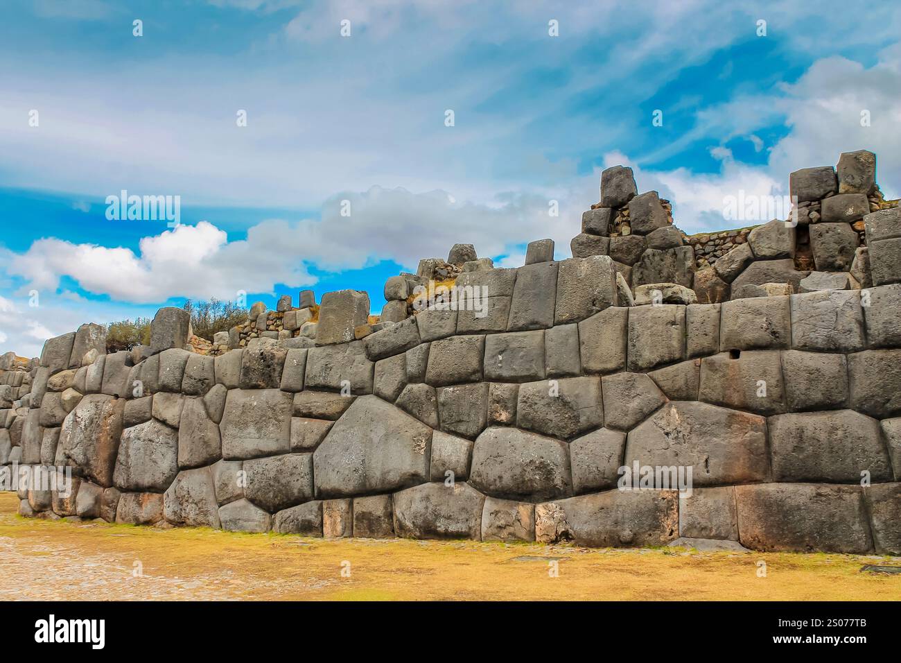 Peru ancient sacred ruins of fortress and terraces of Inca empire ...