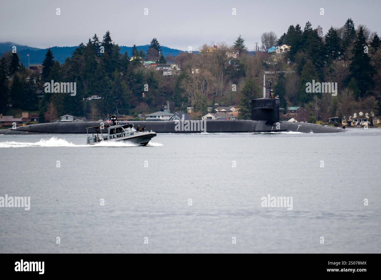The Ohio-class guided-missile submarine USS Ohio (SSGN 726) transits ...