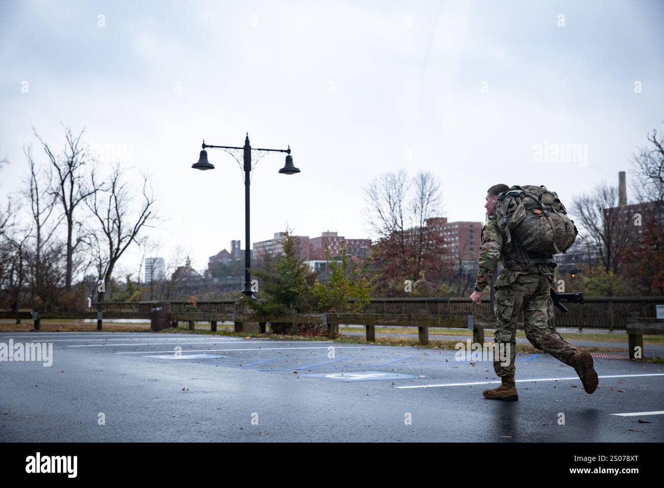 Cadets with the Army ROTC program at Rutgers university conduct a road ...