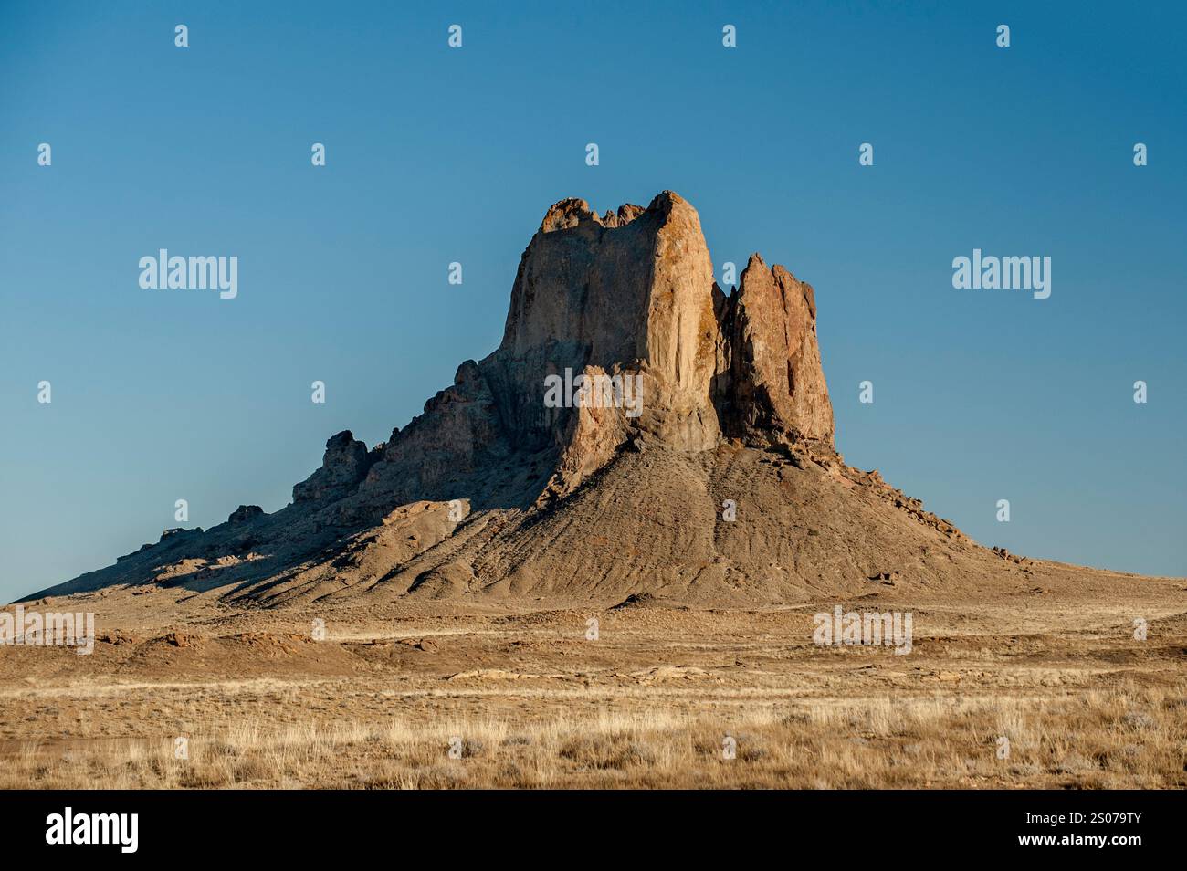 Ford Butte, one of several volcanic plugs in the Navajo Nation next to ...