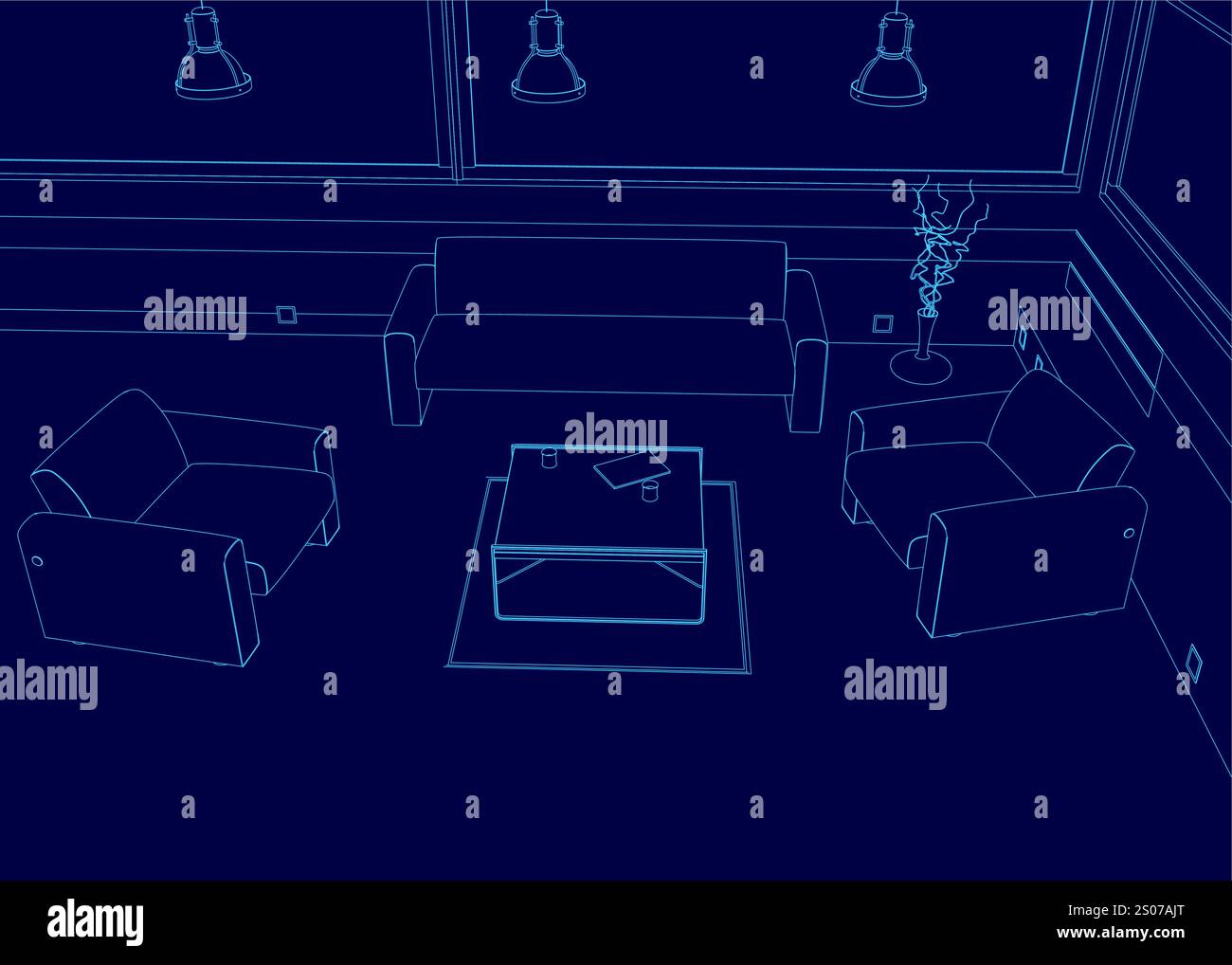 Sofa with lamp and potted Stock Vector Images - Alamy