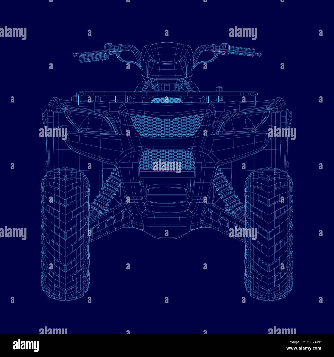 Blue atv wireframe. The atv is shown in a 3D. Front view Stock Vector Image & Art - Alamy