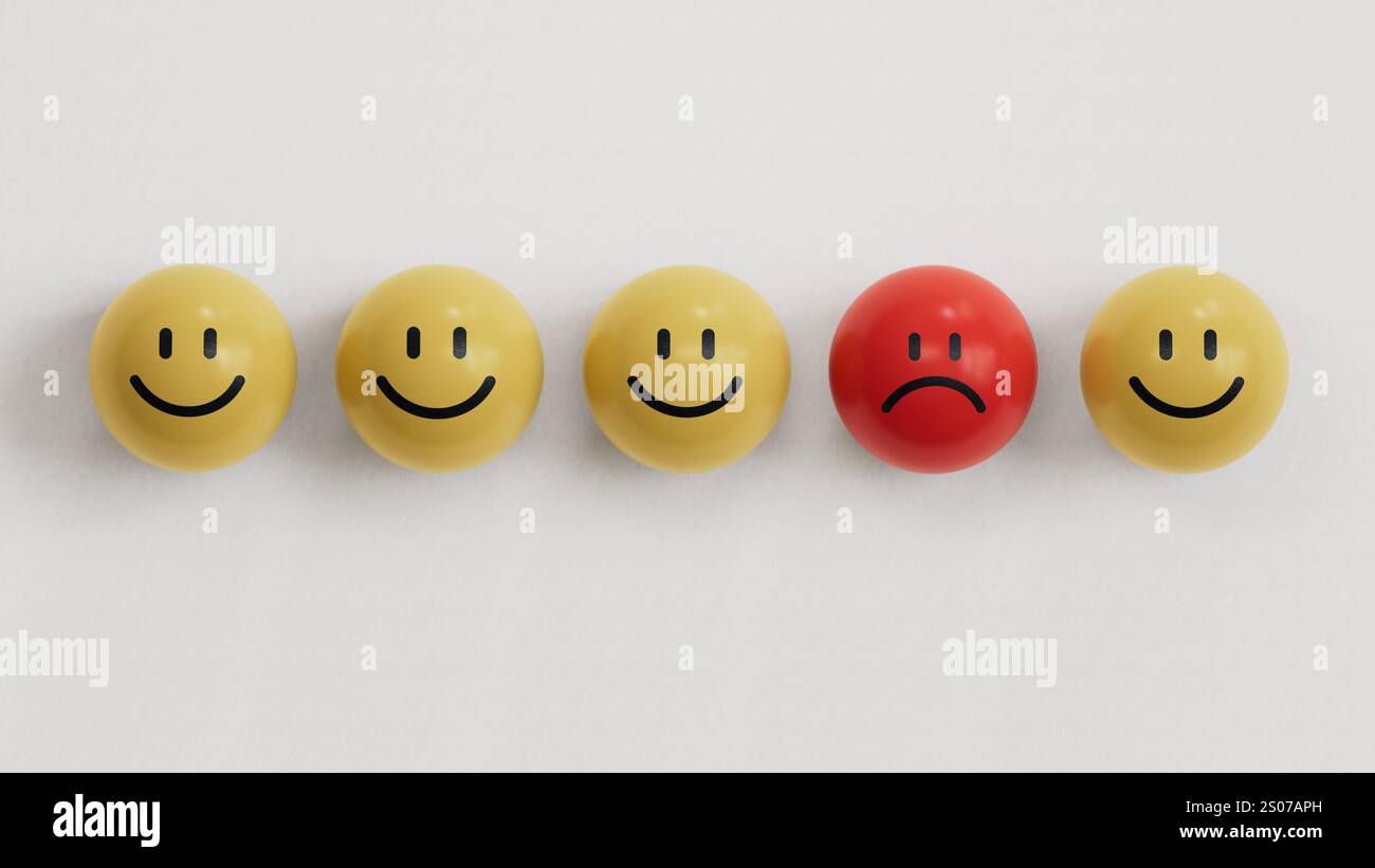 One unhappy face emoticon among happy face emojis in a row. Customer ... One unhappy face emoticon among happy face emojis in a row. Customer ...