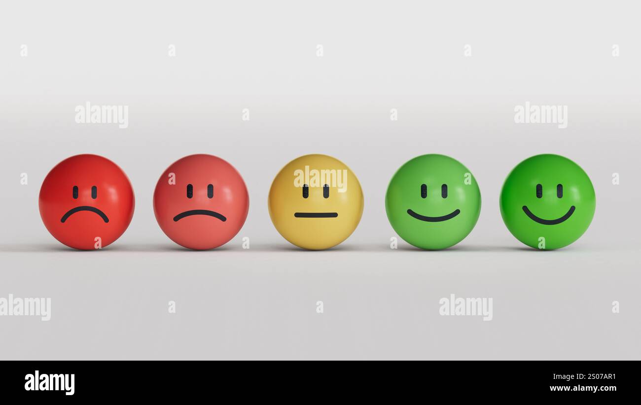 Set of emoji emoticons with sad and happy mood, evaluation ...