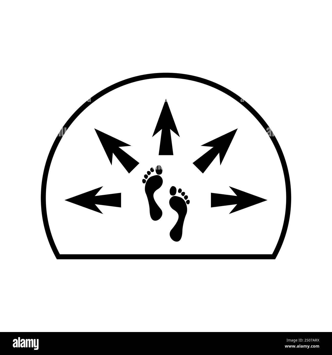 Footprint with arrows. Black directional icon. Path and movement symbol ...