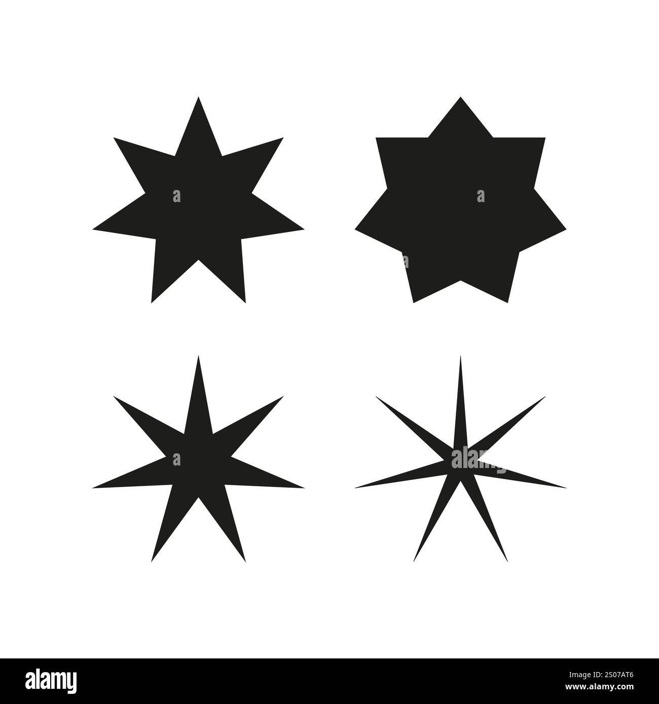 Star shape collection. Unique geometric patterns. Black minimal icons ...