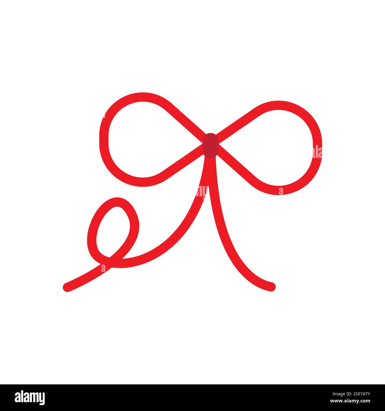 Red ribbon bow. Loop decorative shape. Minimal vector art. Elegant ...