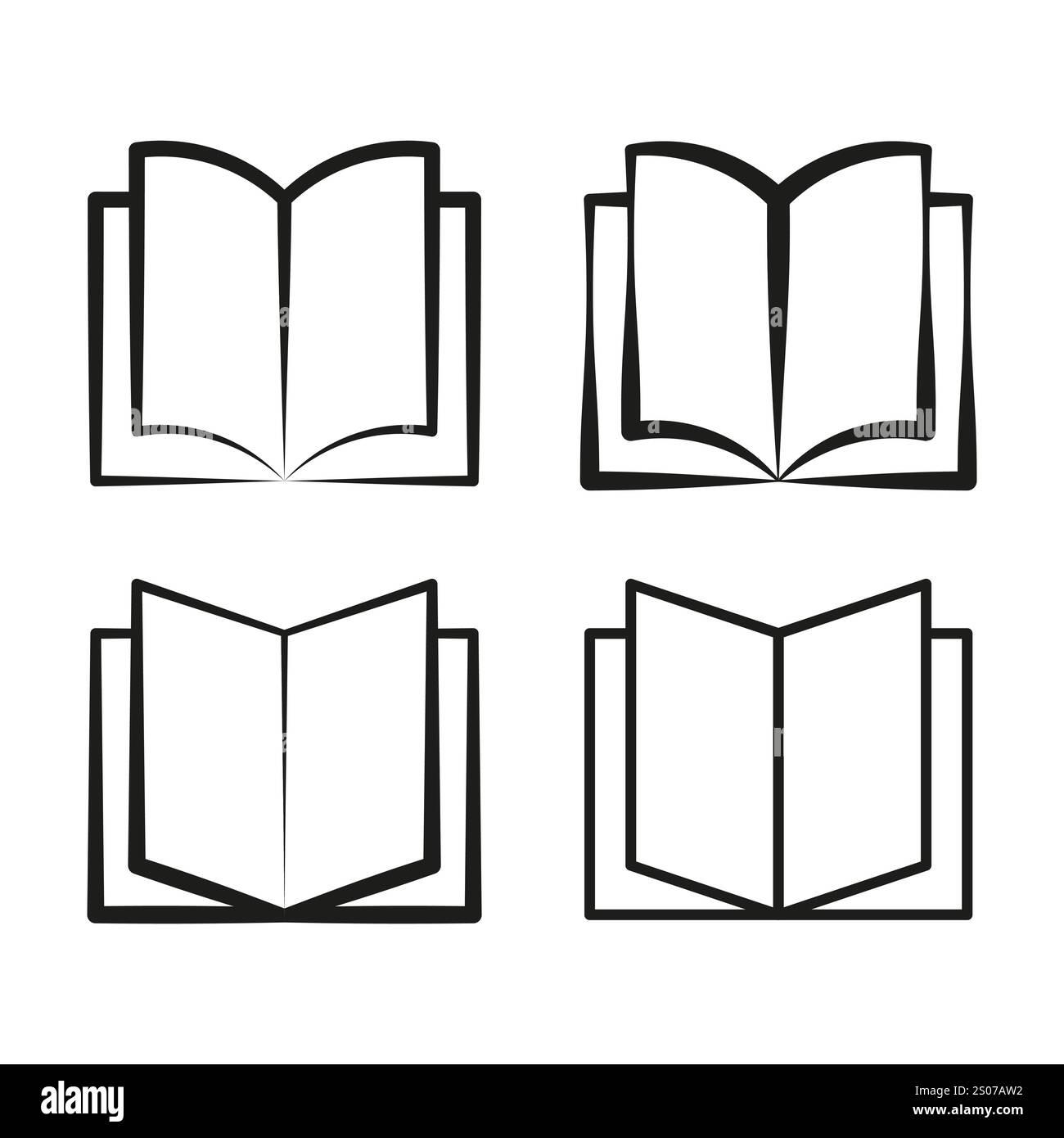 Open book symbols. Graphic book illustrations. Simple reading vector ...