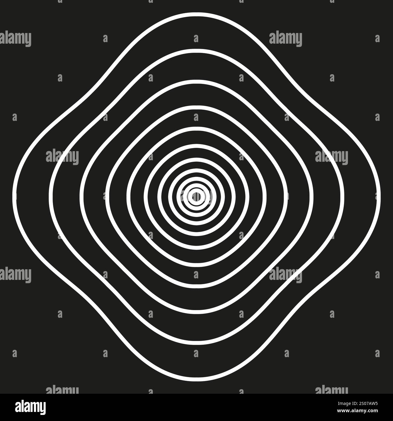 Concentric wave illustration. Rippled optical pattern. Dynamic round ...