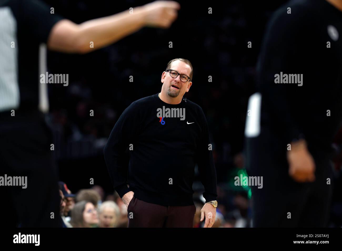 Philadelphia 76ers head coach Nick Nurse during the first half of an ...