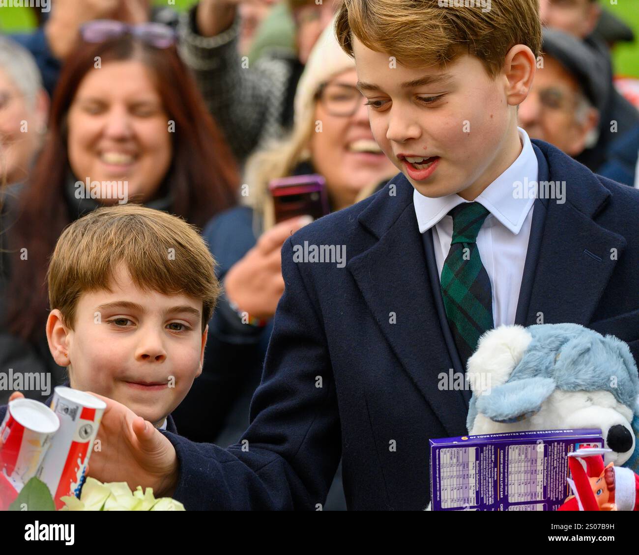 Sandringham, Norfolk UK. 25 Dec 2024. Prince George and Prince Louis ...