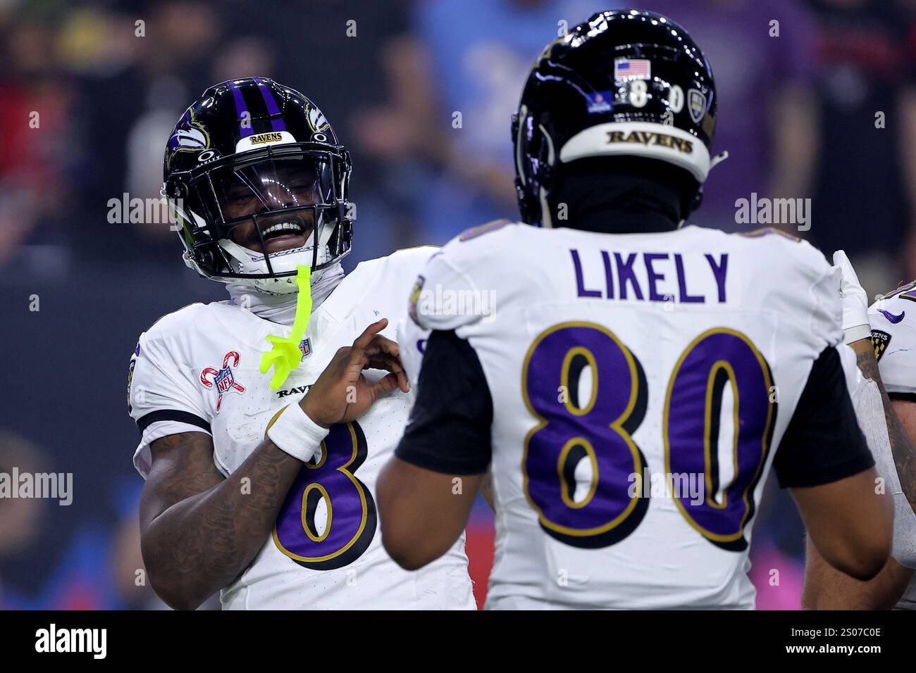 Houston, Texas, USA. 25th Dec, 2024. Baltimore Ravens quarterback LAMAR ...