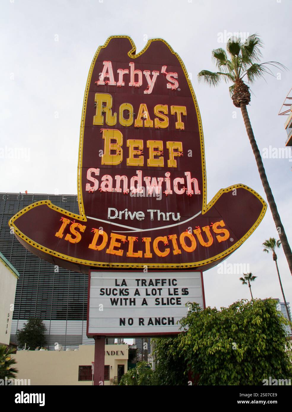 Arbys Mid Century Neon Cowboy Hat Sign Sunset Boulevard Los Angeles ...