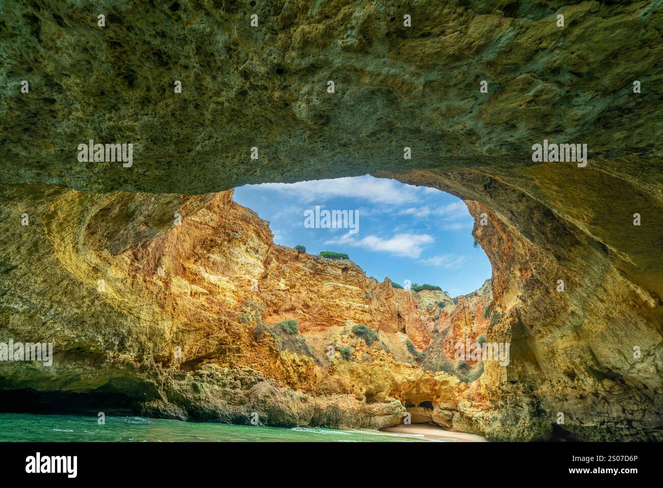 A breathtaking view of the skylight in Benagil Cave, showcasing the ...