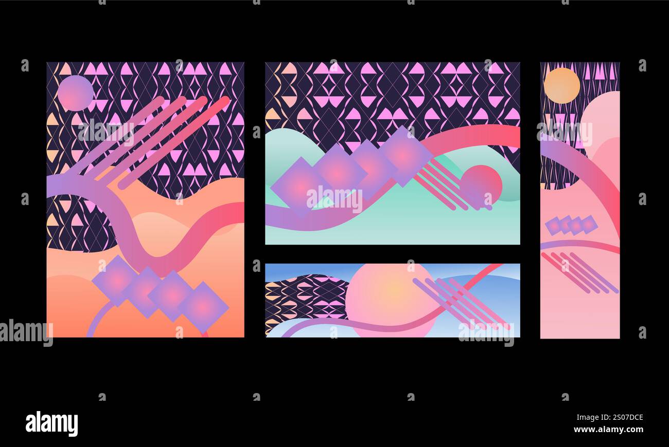 A vibrant tapestry of shapes and colors, weaving a story of digital ...