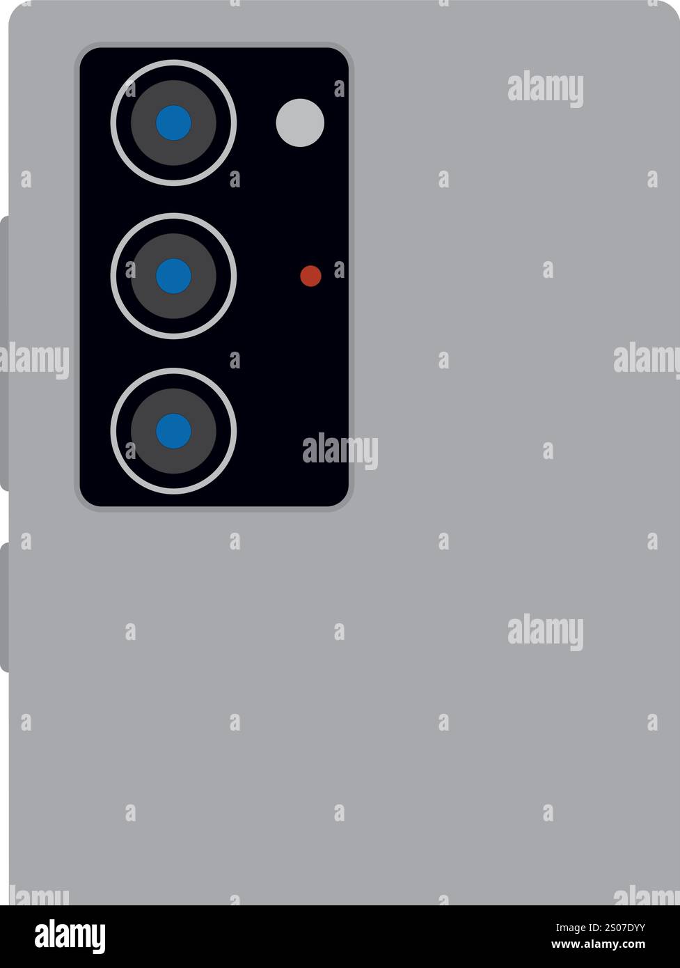 Triple Lens Camera on smart phone. Silver color. Vector illustration ...