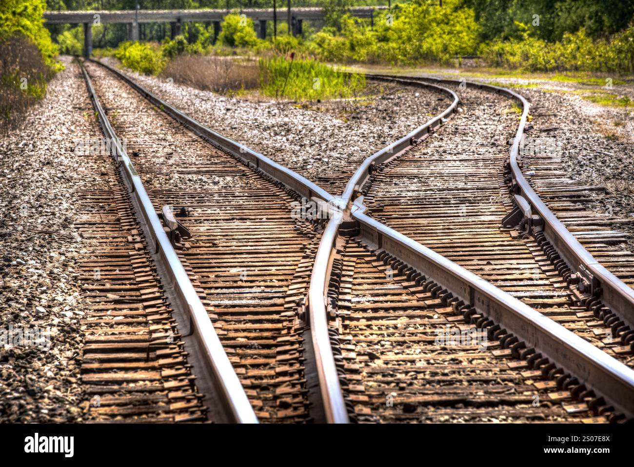Railroad track switch spur direction of train travel Stock Photo - Alamy