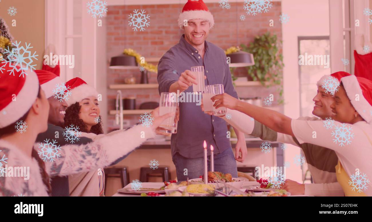 Animation snow falling over people hi-res stock photography and images ...