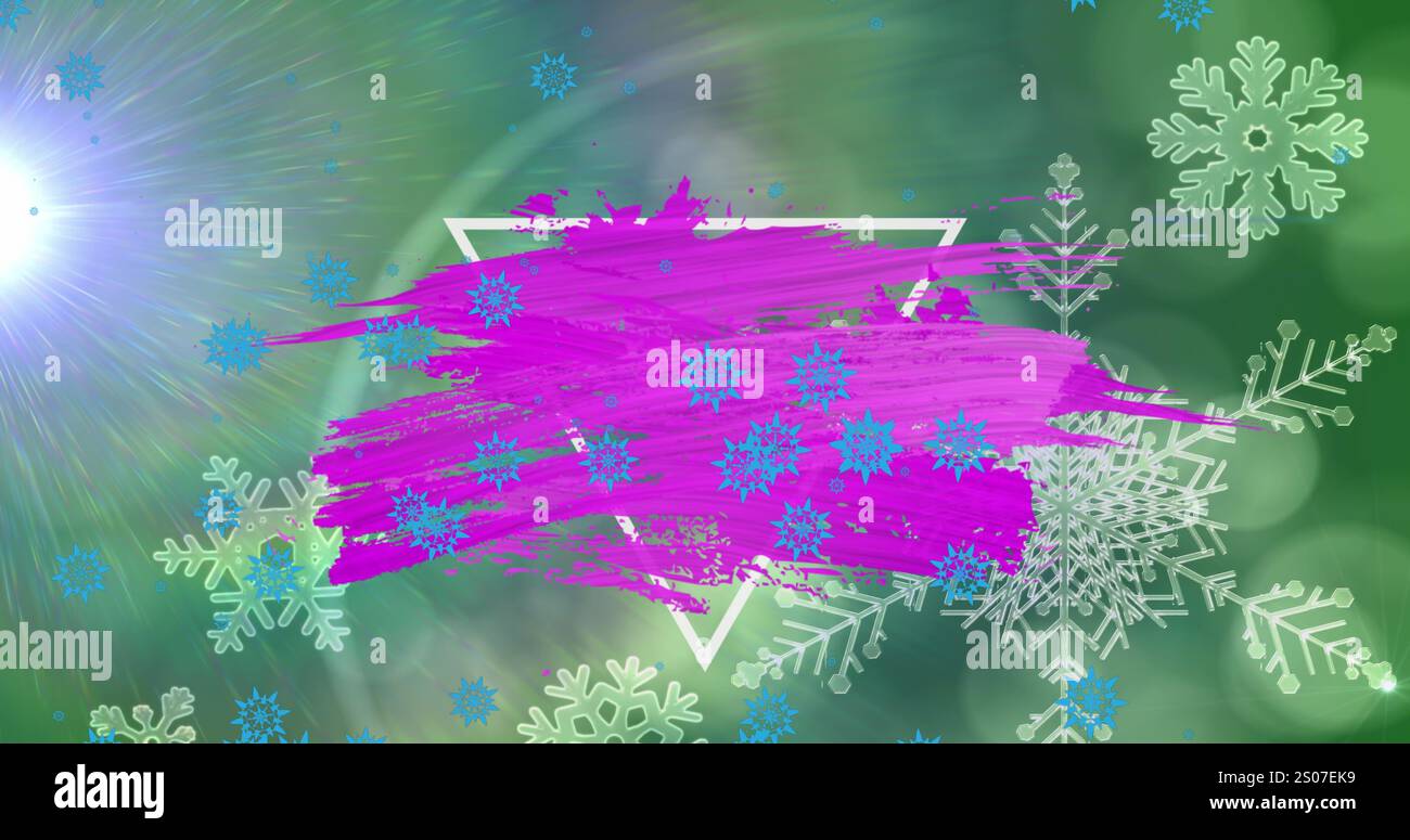 Image of lens flare, abstract pattern over triangle with blue and white ...