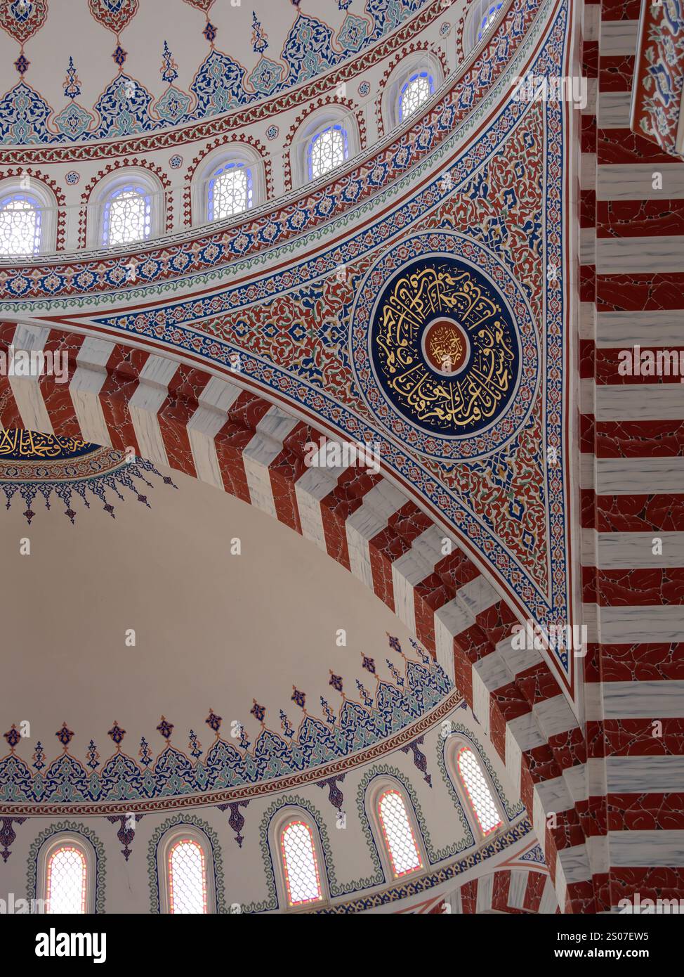 Close up of the arches and intricate hand painted artwork decorating ...