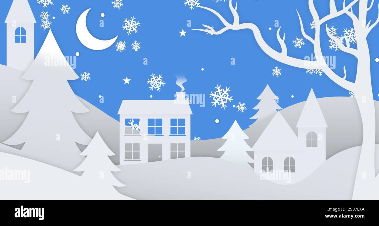 Snow falling over multiple trees hi-res stock photography and images ...