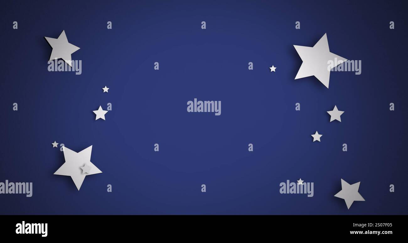 Image of star icons in seamless pattern against copy space on blue ...