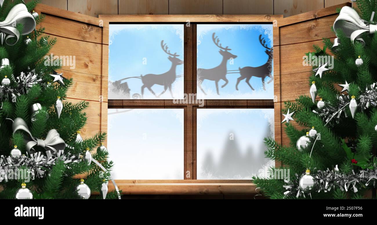 Merry christmas animation santa trees hi-res stock photography and ...