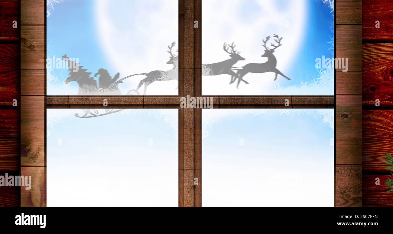 Animation santa sleigh reindeer silhouette hi-res stock photography and ...