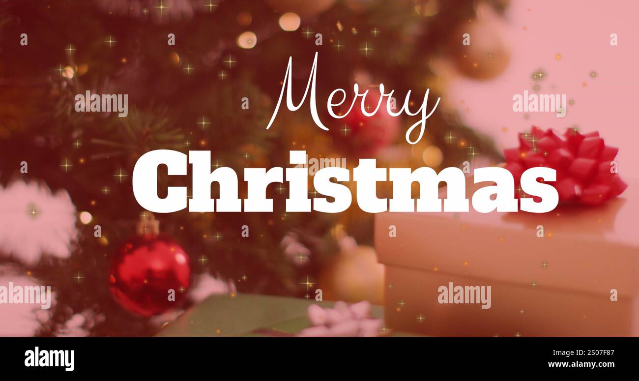 Animation party text over present hi-res stock photography and images ...