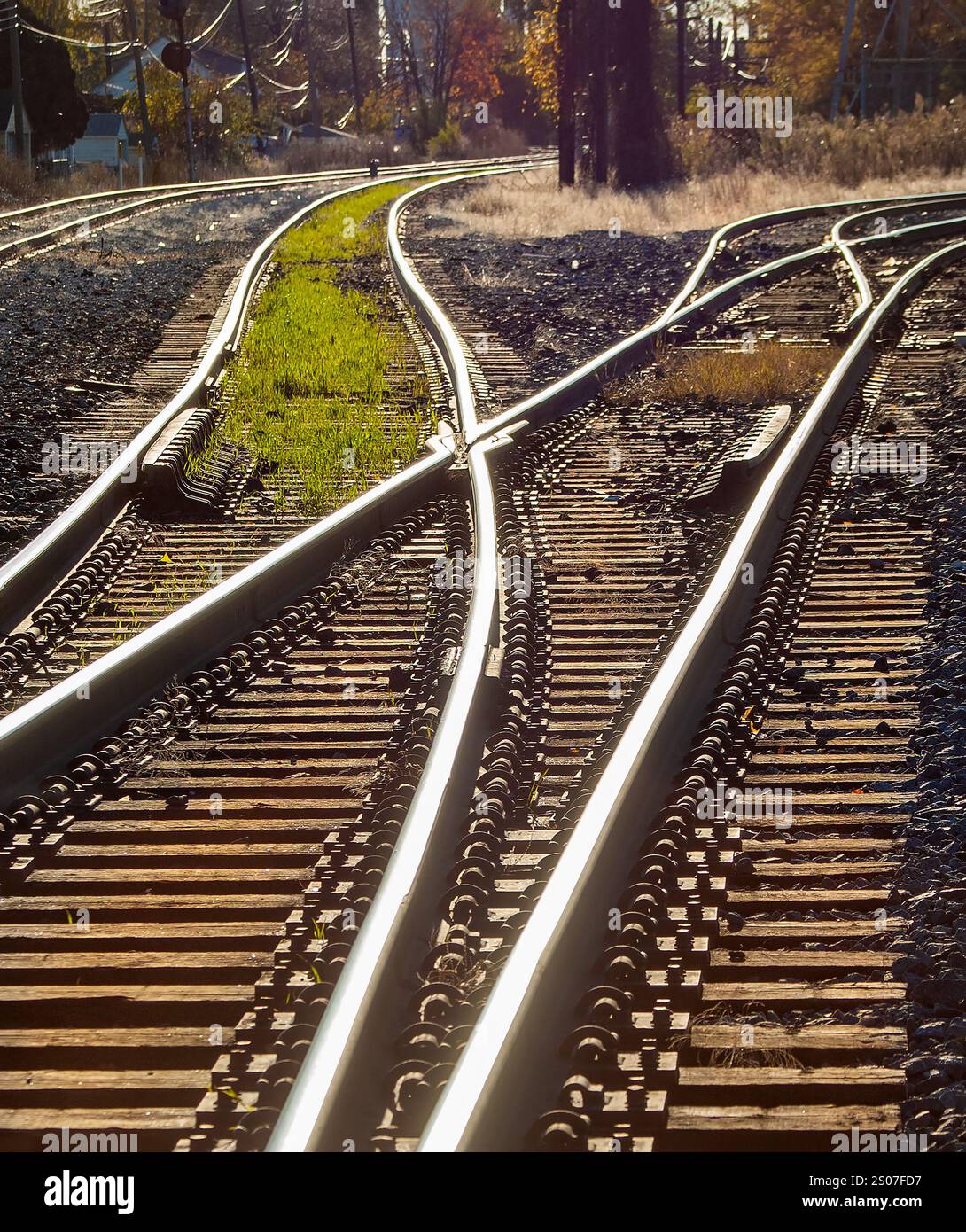 Railroad track switch spur direction of train travel Stock Photo - Alamy