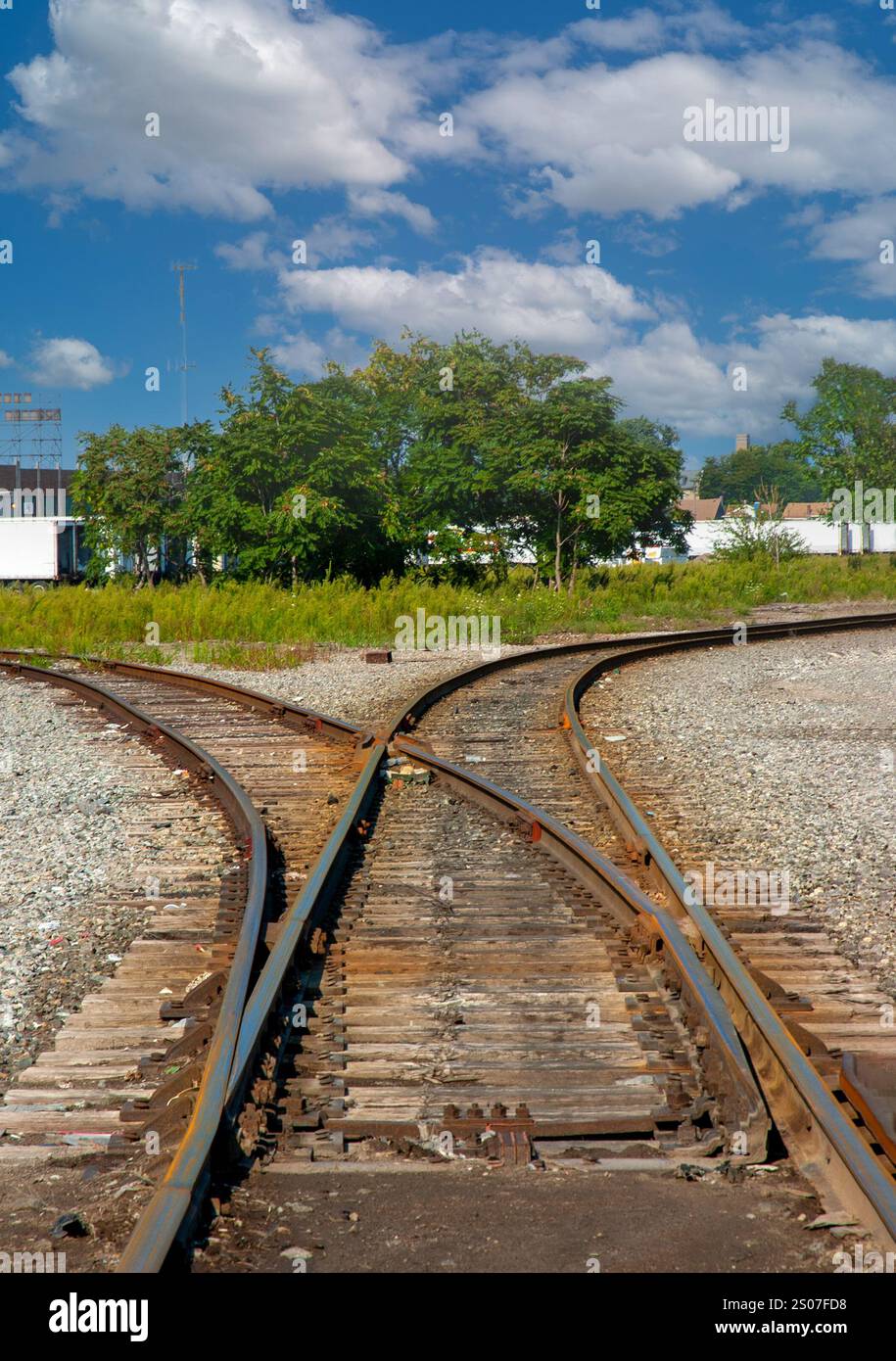 Railroad track switch spur direction of train travel Stock Photo - Alamy